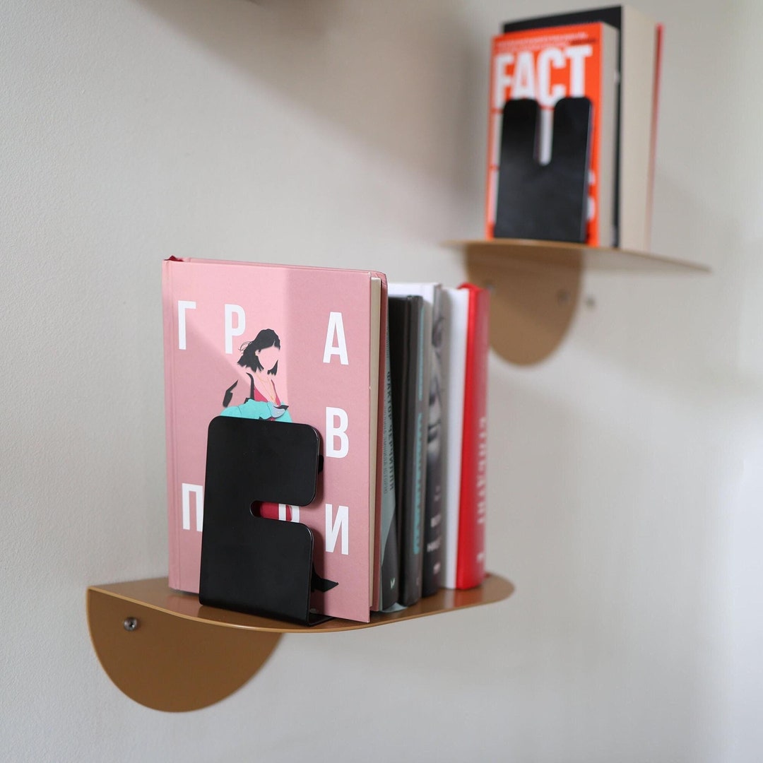 Set of 2 Black Metal Bookends, Modern Metal Book Ends, Minimalistic ...