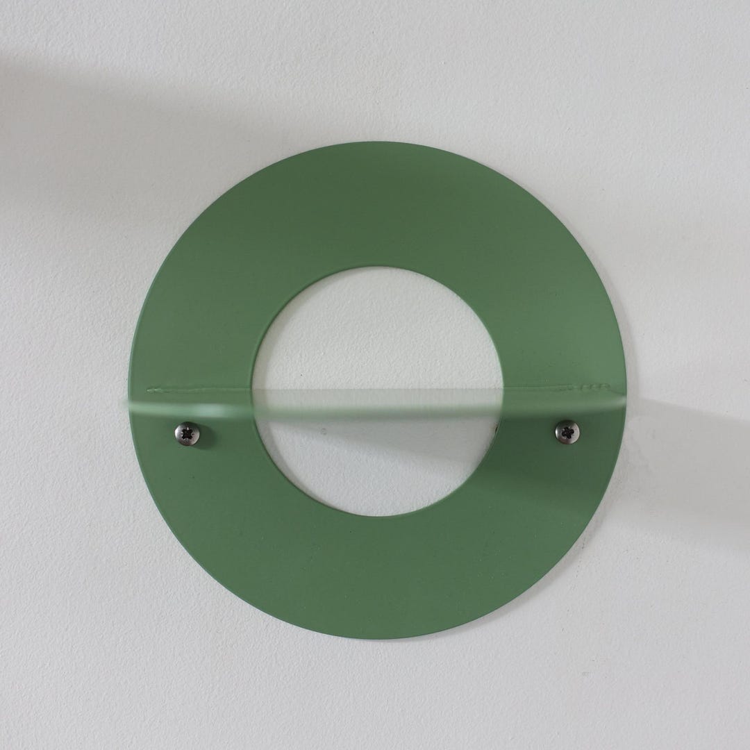 Sage Green Metal Wall Shelf, Small Circle Floating Bookshelf, Colorful ...