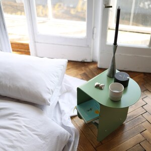 Narrow Green Metal Side Table, Modern Coffee Table, Loft End Table ...