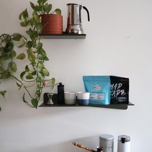 Matte Green Metal Wall Shelf HILL, Modern Floating Bookshelf, Small ...