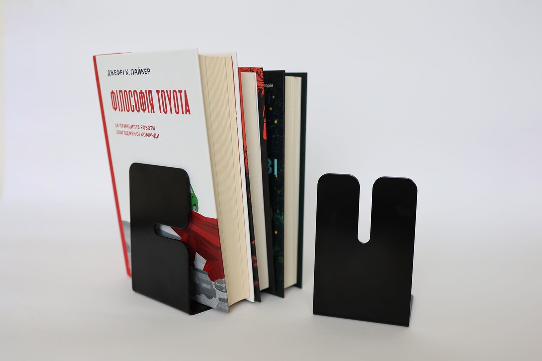 Black Metal Bookends Set of 2, Unique Modern Book Ends, Minimalistic ...