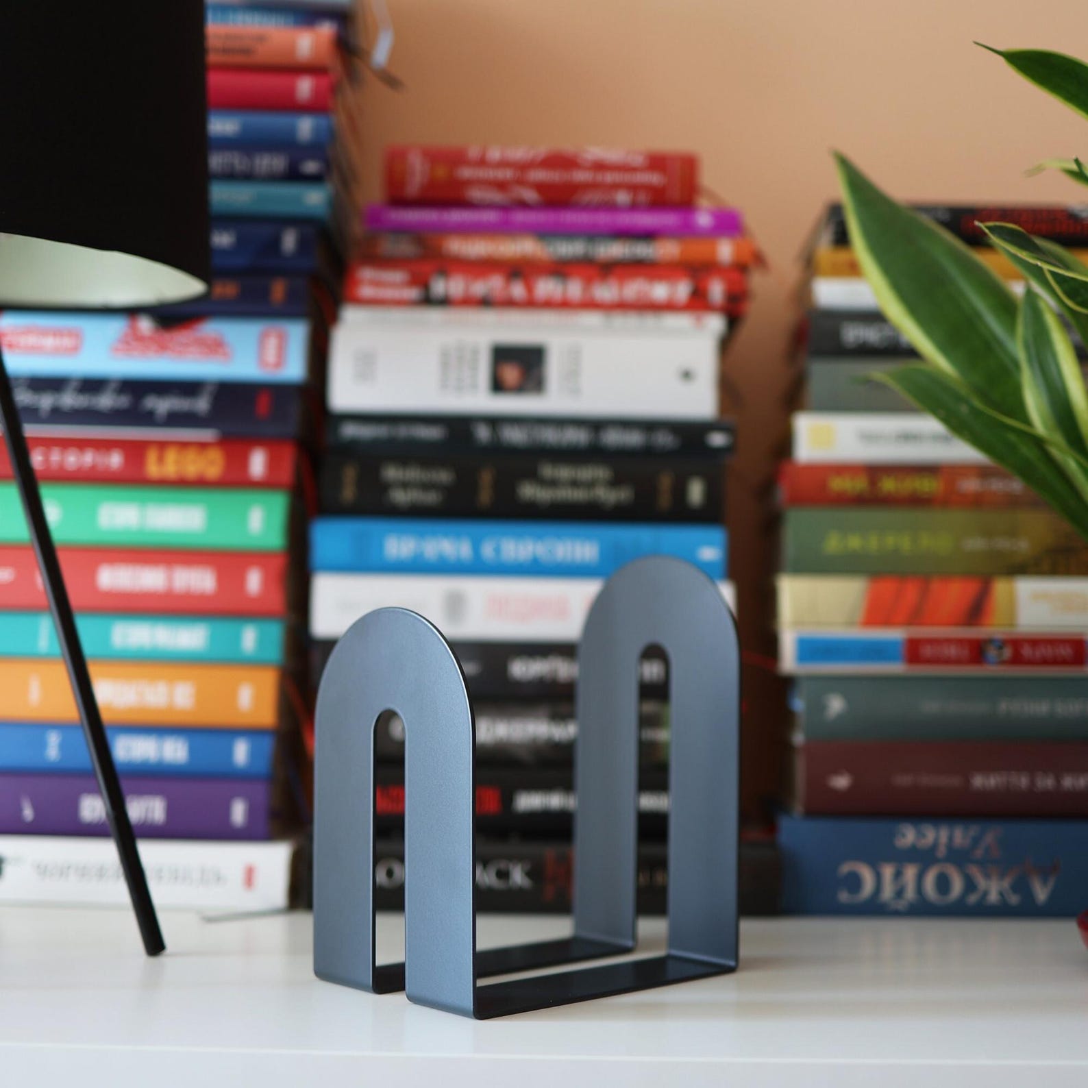 Graphite Arch Metal Bookend for Heavy Books, Sturdy Book Holder ...