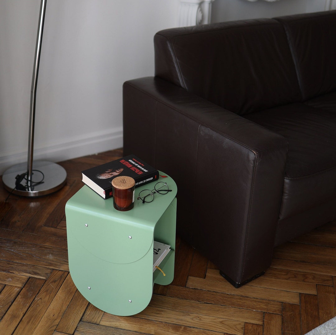 Narrow Green Metal Side Table, Modern Coffee Table, Loft End Table ...