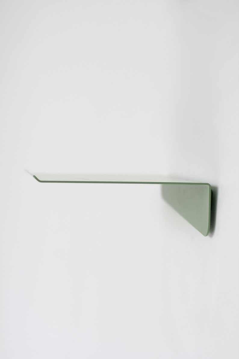 Sage Green Metal Wall Shelf, Modern Floating Shelf, Bent Metal Shelf ...