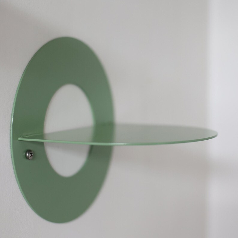 Sage Green Metal Wall Shelves Set of 2, Rounded Floating Bookshelves ...