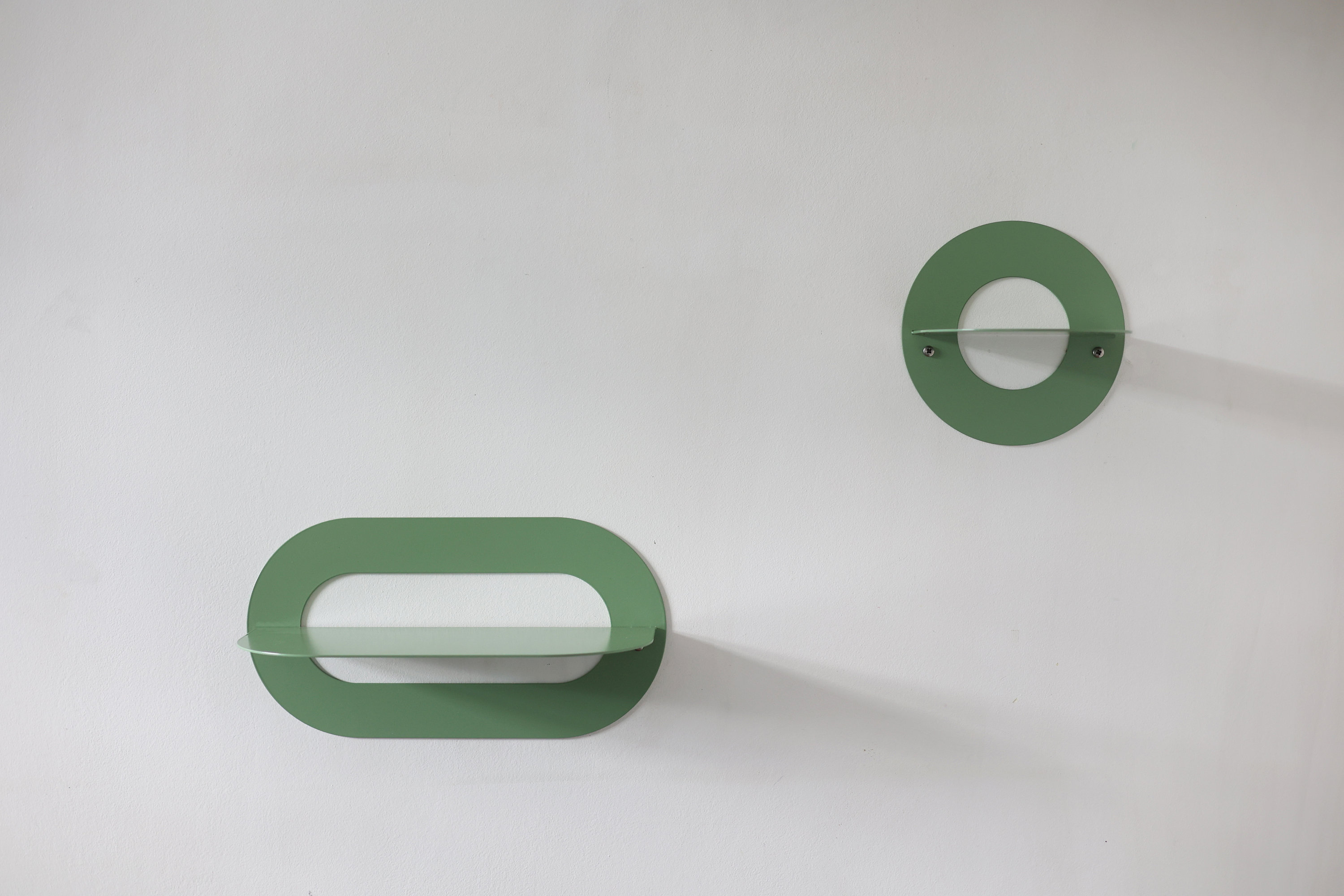 Sage Green Metal Wall Shelves Set of 2, Rounded Floating Bookshelves ...