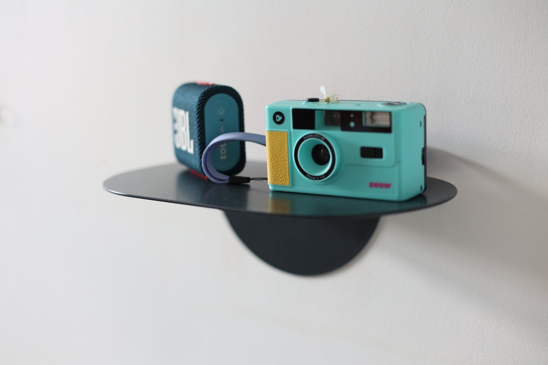 Small Graphite Metal Wall Shelf, Modern Floating Shelves for Living ...