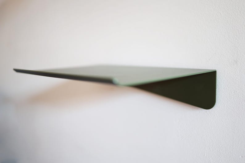 Matte Green Metal Wall Shelf HILL, Modern Floating Bookshelf, Small ...