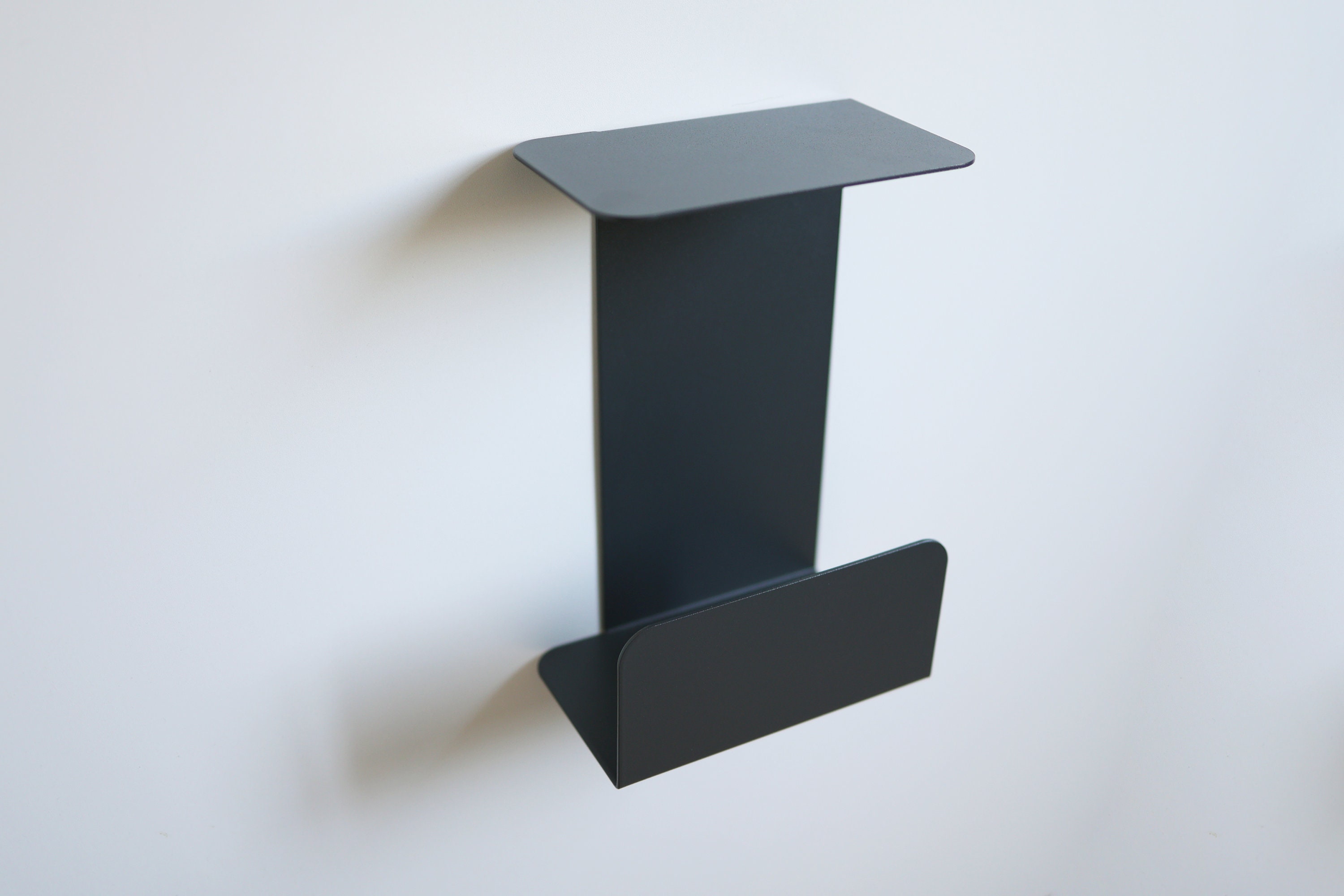 Matte Floating Nightstand NAT, Textured Graphite Metal Nightstand ...