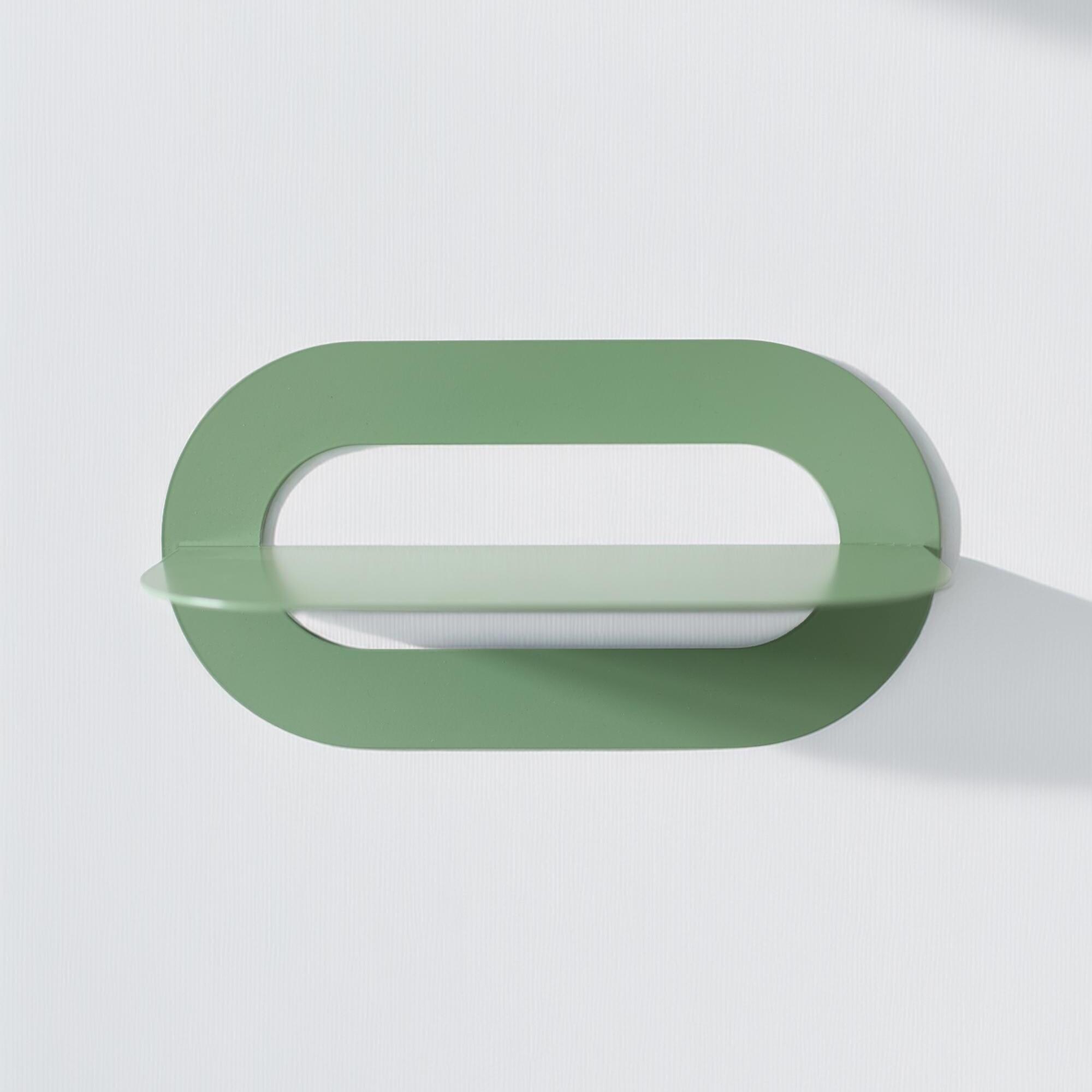 Sage Green Metal Wall Shelves Set of 2, Rounded Floating Bookshelves ...