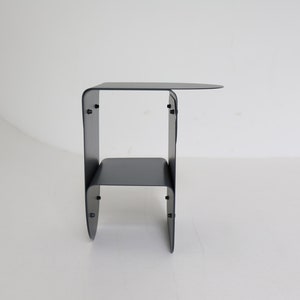 Narrow Black Metal Bedside Table, Small Nightstand, Modern Bedroom Side ...