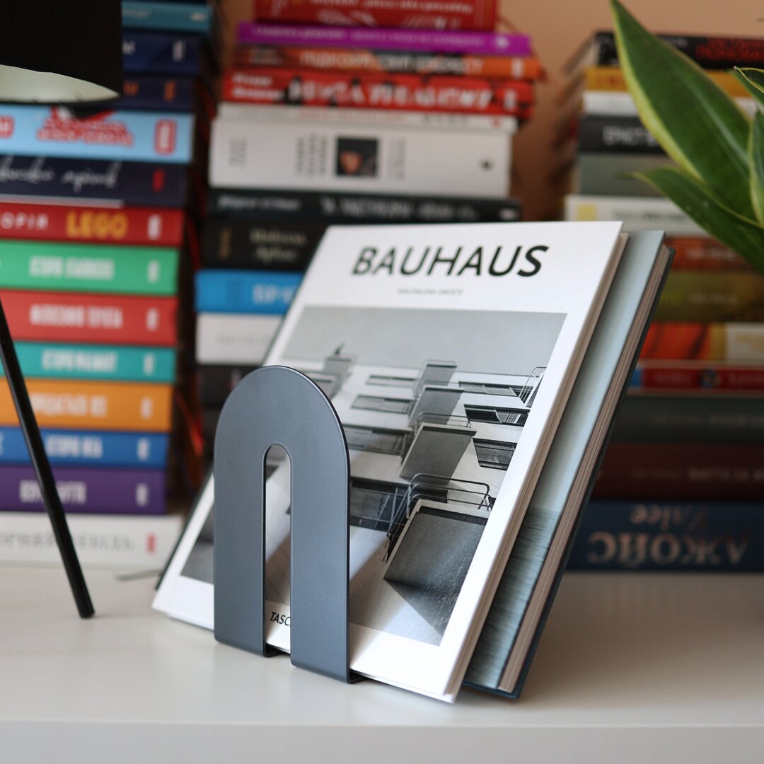 Graphite Arch Metal Bookend for Heavy Books, Sturdy Book Holder ...