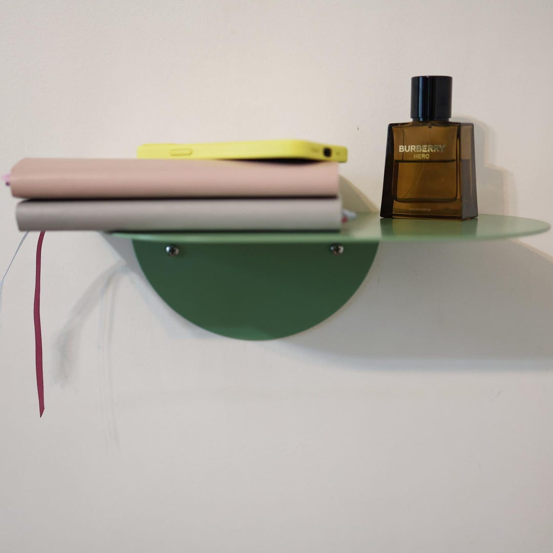 Small Pastel Metal Wall Shelf, Modern Floating Bookshelf for Living ...