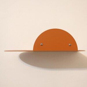 Orange Sunset Metal Wall Shelf, Rounded Floating Bookshelf ...