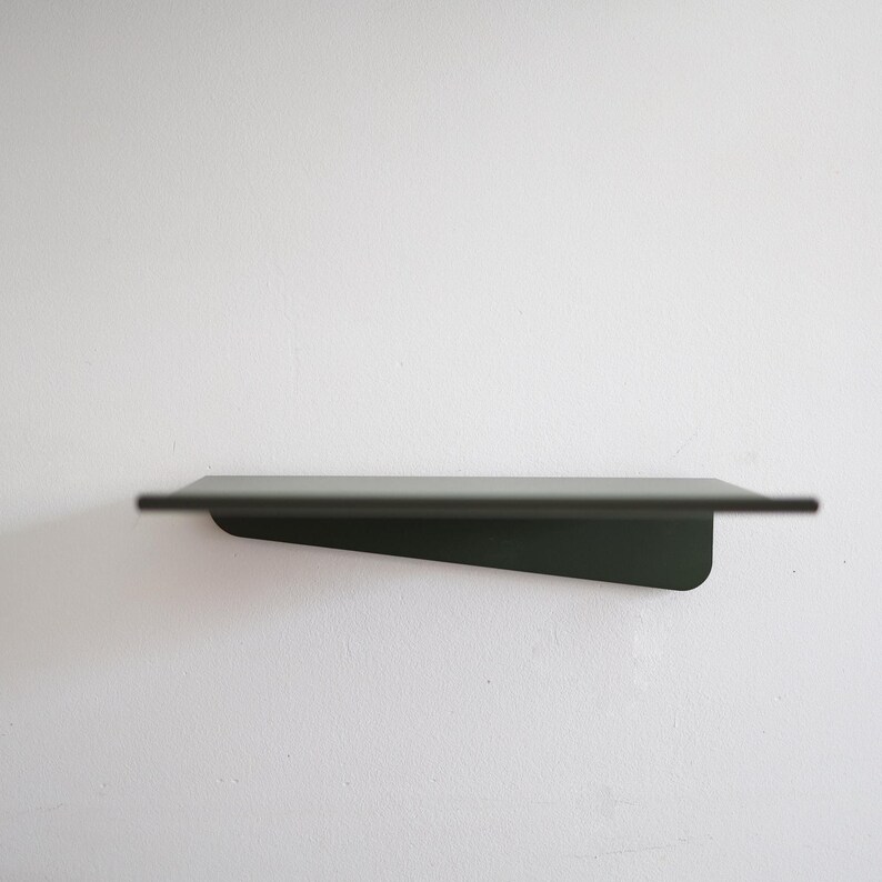 Matte Green Metal Wall Shelf HILL, Modern Floating Bookshelf, Small ...