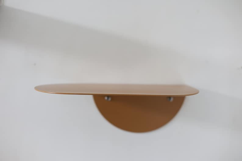 Beige Metal Wall Shelf, Modern Sturdy Floating Bookshelf, Minimalistic ...
