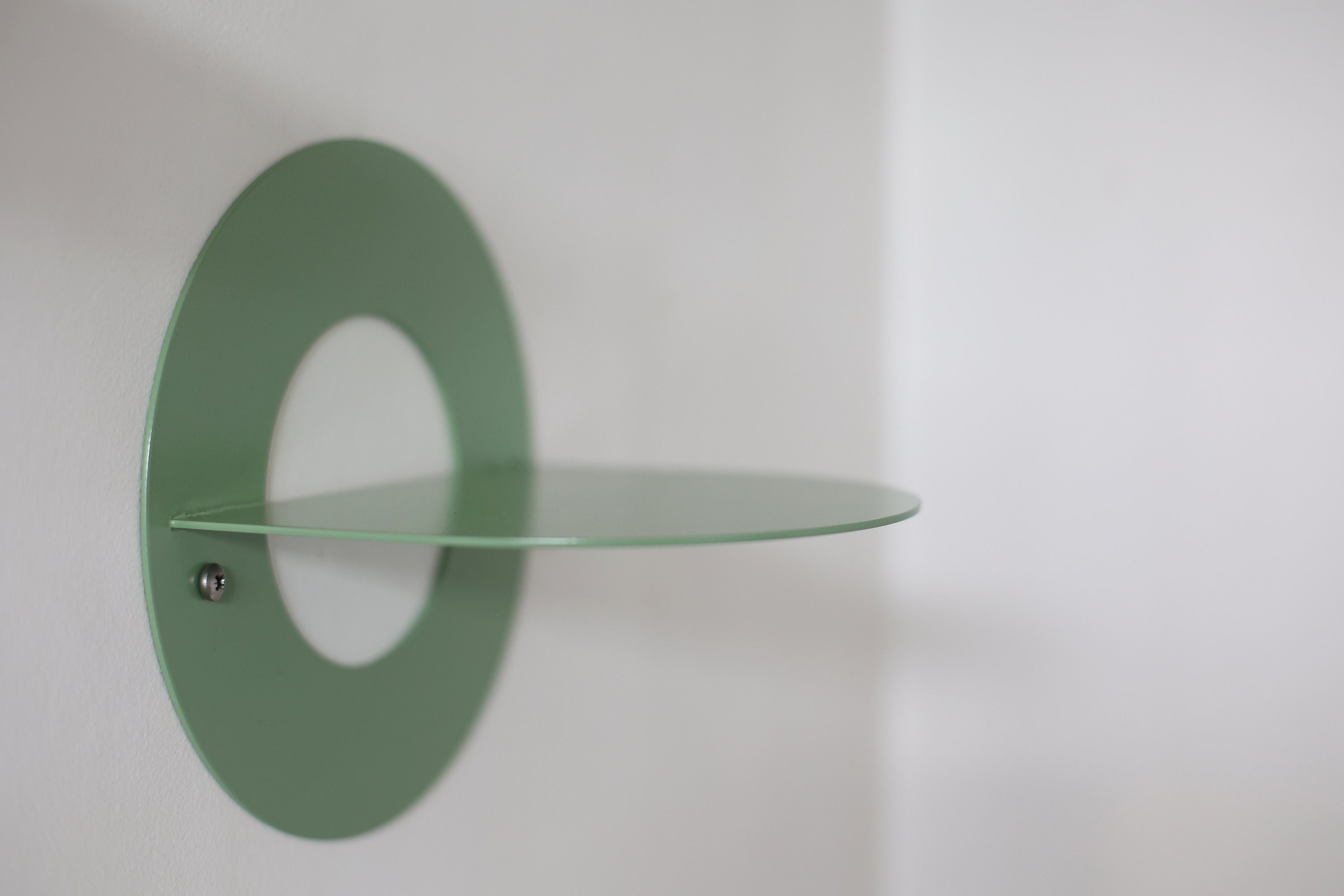 Sage Green Metal Wall Shelves Set of 2, Rounded Floating Bookshelves ...