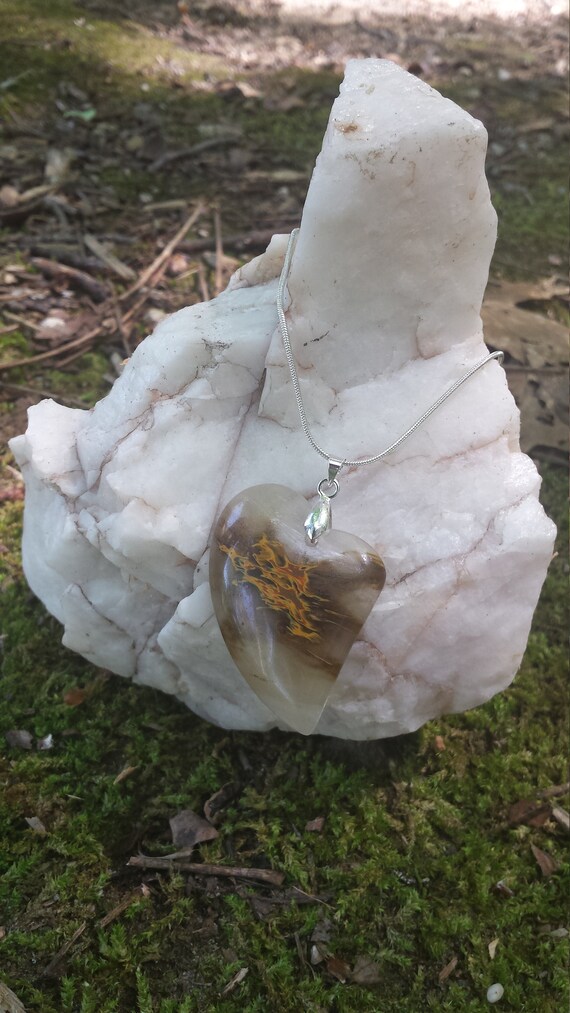 Flaming Heart Fire Quartz Sterling Silver Pendant Necklace - Etsy
