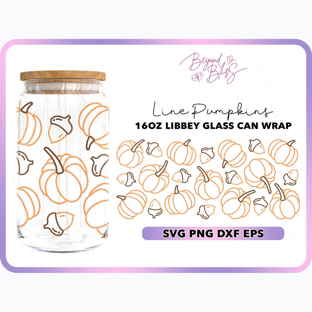 Pumpkin Glass Can Wrap Svg, Fall Libbey Glass Svg, Beer Can Glass Svg ...