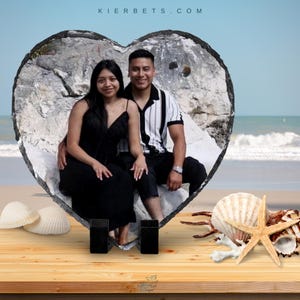 Heart Shaped Slate Stone Custom Photo Frame Gift, Personalized Keepsake ...