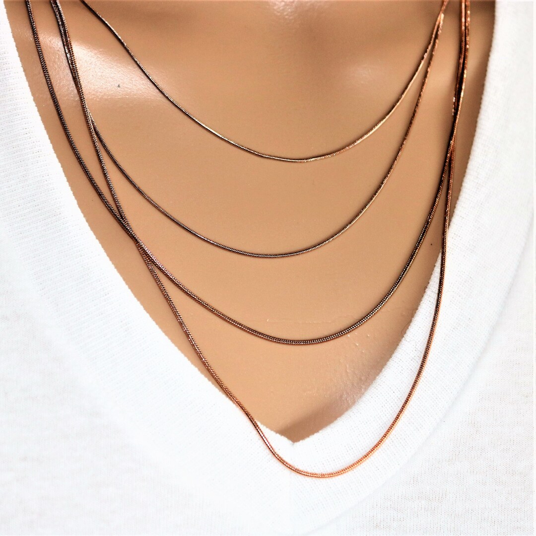 Chain Snake Rose Gold 24" 316L Stainless Steel Necklace - Etsy