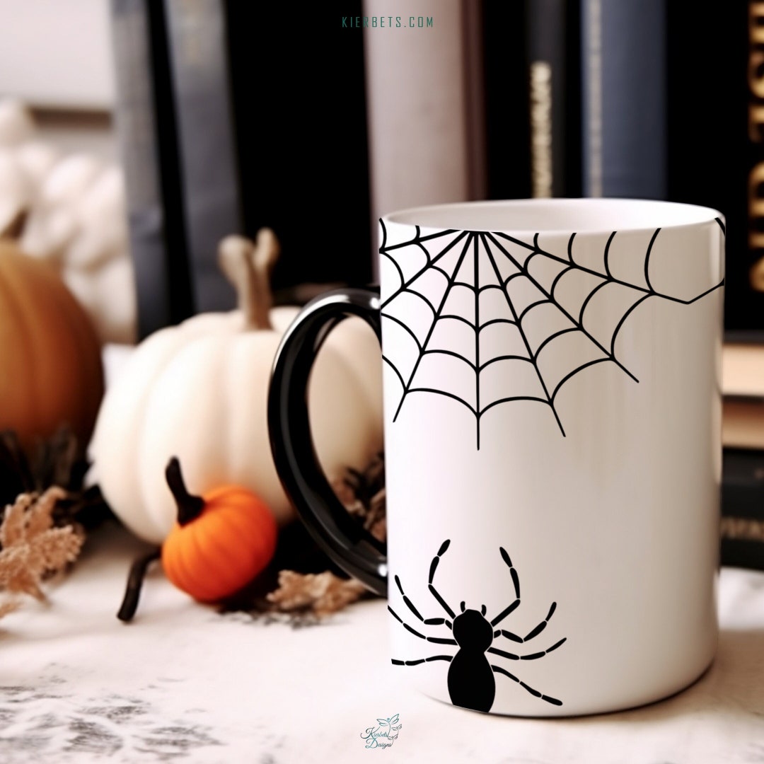 Spider Web Halloween Mug Trick or Treat Creepy Dinnerware - Etsy