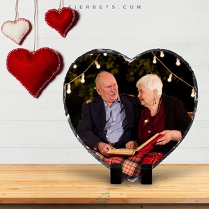 Heart Shaped Slate Stone Custom Photo Frame Gift, Personalized Keepsake ...