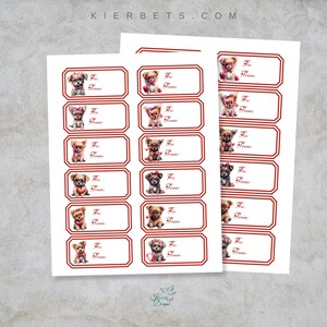 Printable Valentine's Day Gift Tag Stickers, Cute Puppy Love and Hearts ...