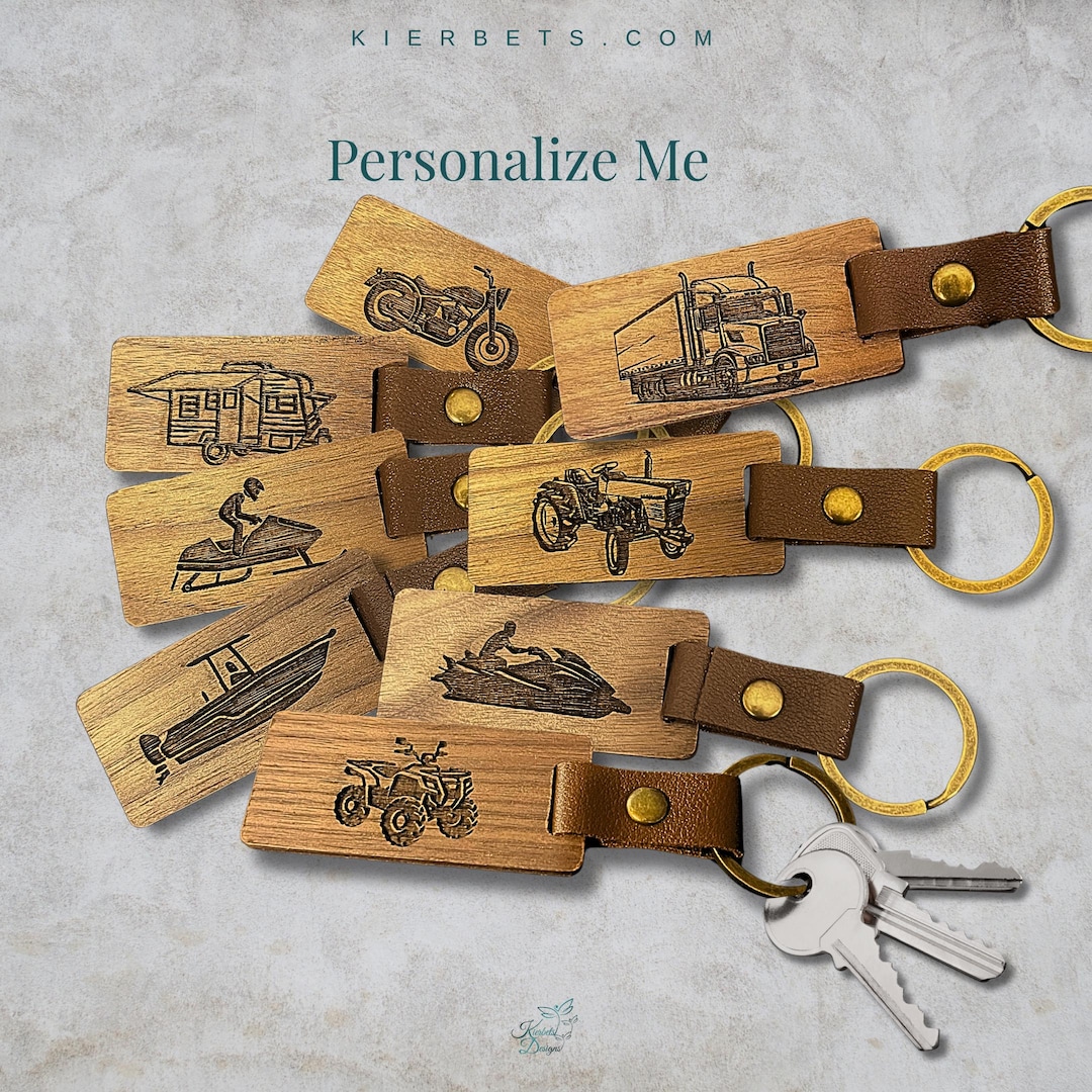 Engraved Walnut Keychain, Custom Recreational Vehicle Gift - Etsy
