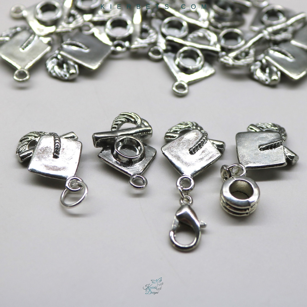 Graduation Cap Charms 20mm Silver Plated Mortar Boards 10 Pack, 20 Pack ...