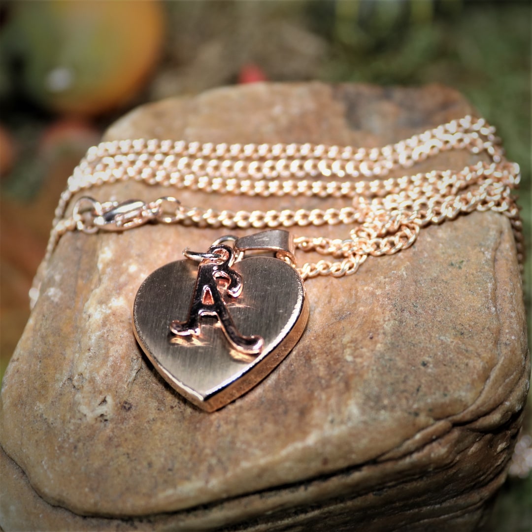 Personalized Rose Gold Heart Necklace, Rose Gold Heart Necklace ...