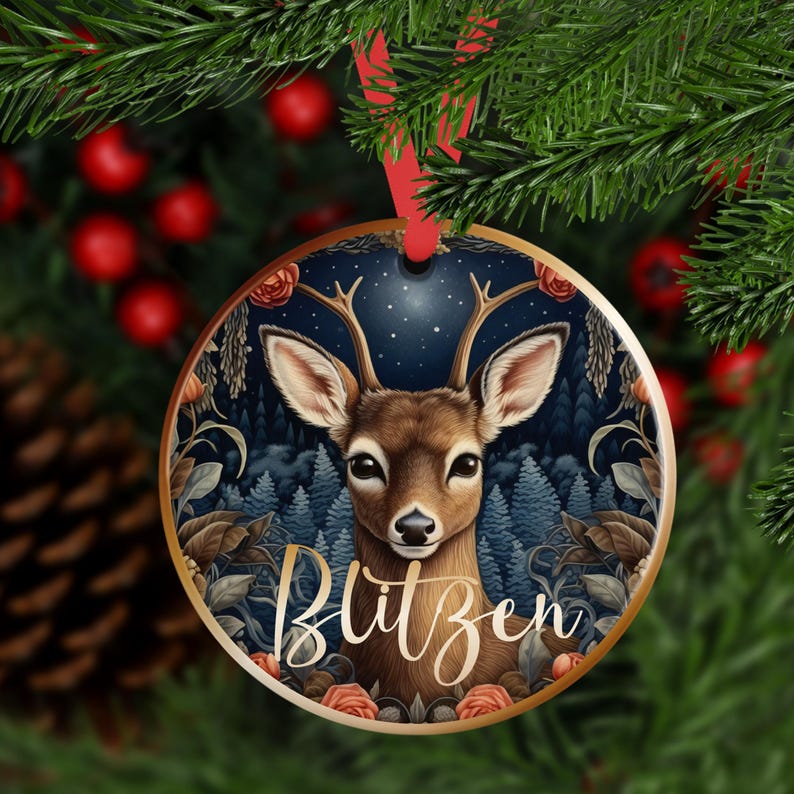 Santa's Reindeer Ornament, Christmas Tree Decor - Etsy