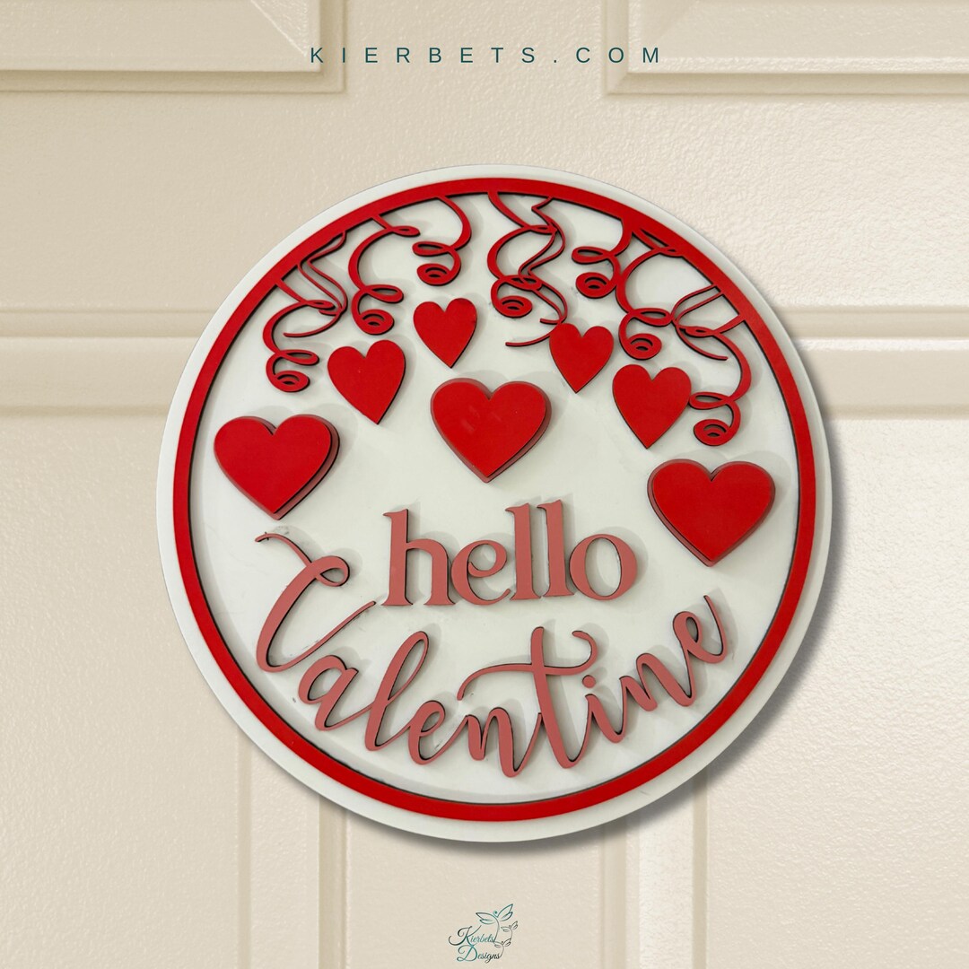 Hello Valentine Wood Sign, 11 Inch Heart Door Hanger - Etsy