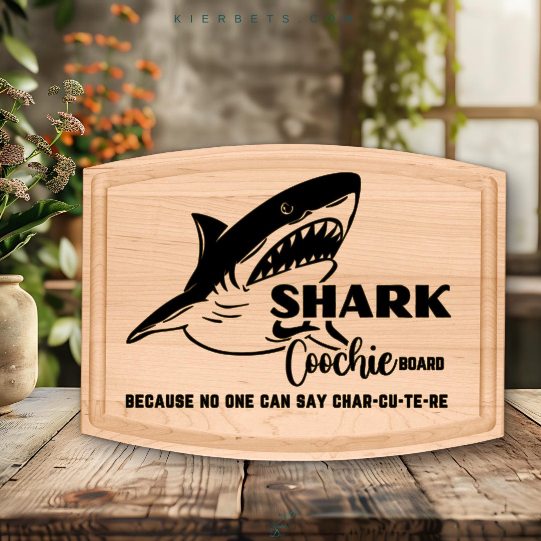 Funny Personalized Charcuterie Board, Shark Coochie Cutting Board ...