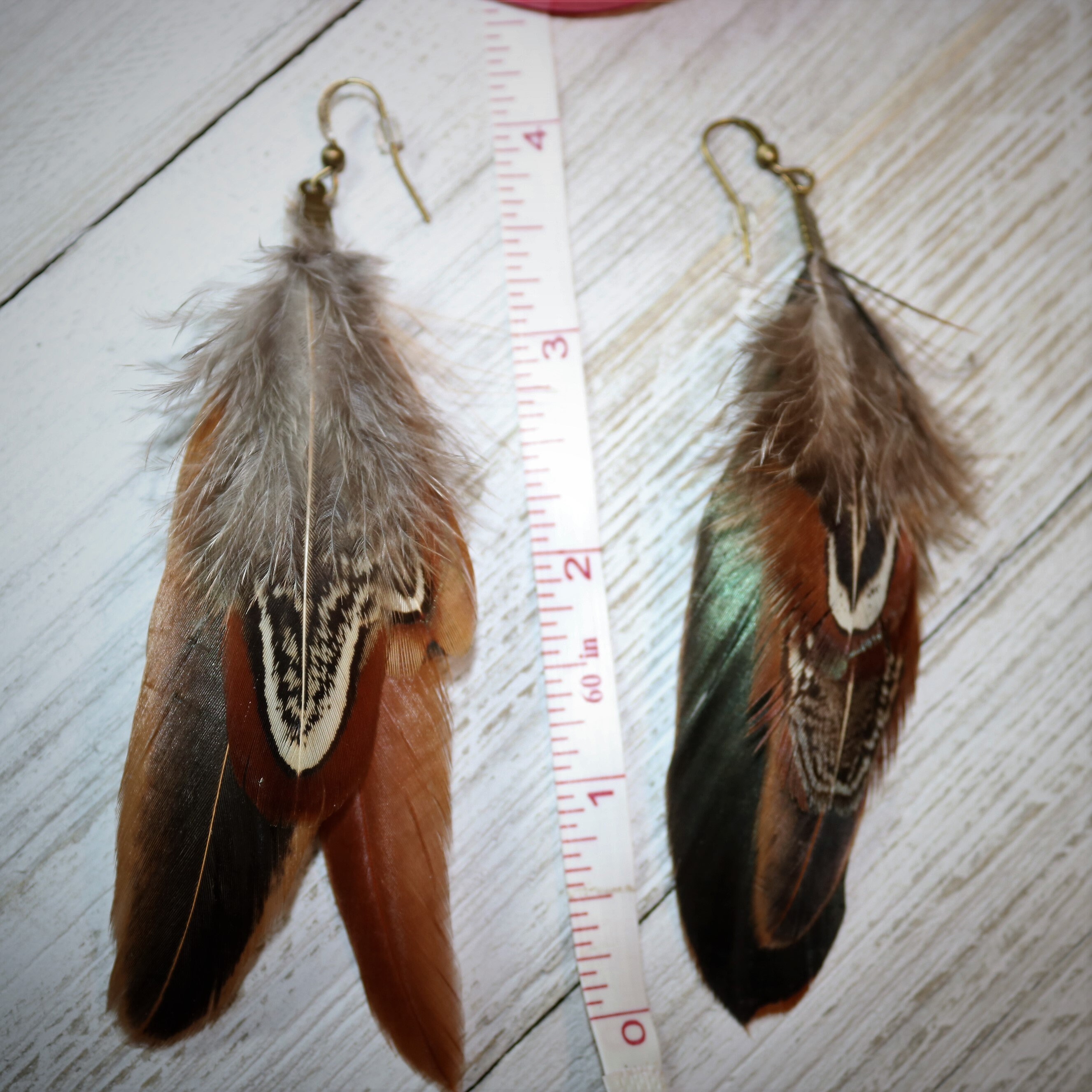 Natural Pheasant Feather Earrings
