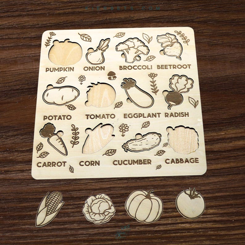 Vegetables Puzzle, Baltic Birch Wood, Learning Montessori Toy - Etsy