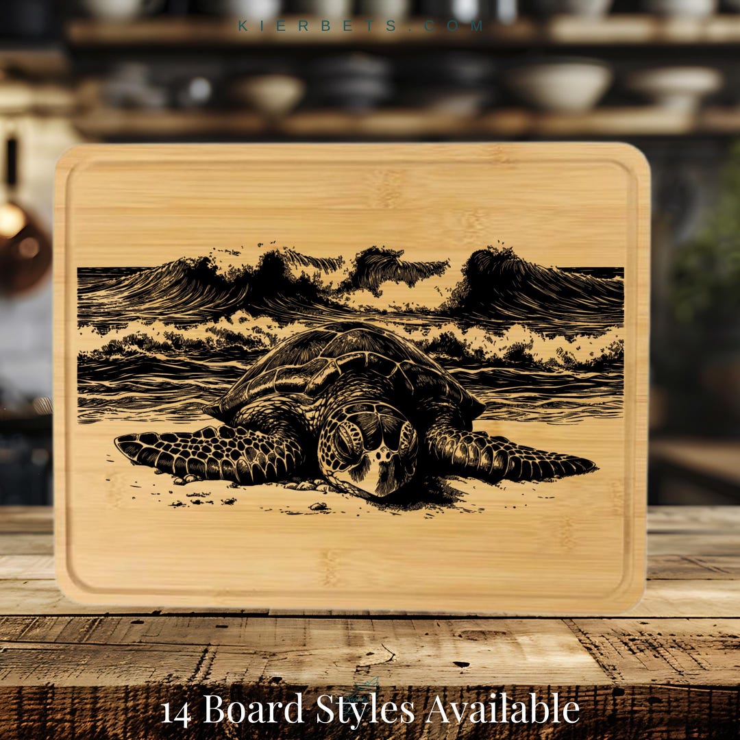 Engraved Sea Turtle Bamboo Charcuterie Board, Personalized Beach House ...