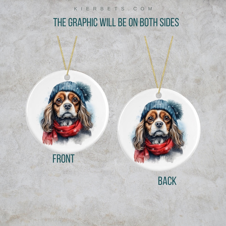 Cavalier King Charles Spaniel Ceramic Christmas Ornament, Winter Dog ...