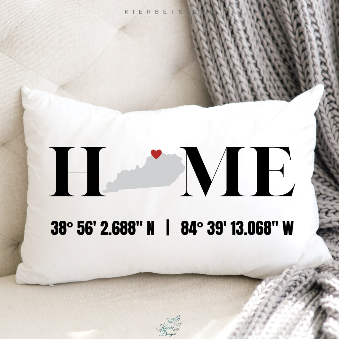 State GPS Coordinates Linen Lumbar Pillow Cover, USA Home Decor Gift - Etsy