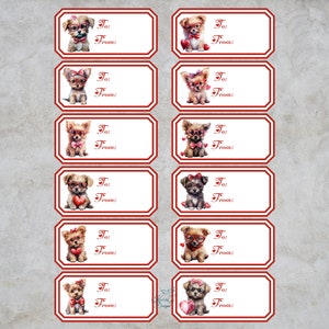 Printable Valentine's Day Gift Tag Stickers, Cute Puppy Love and Hearts ...