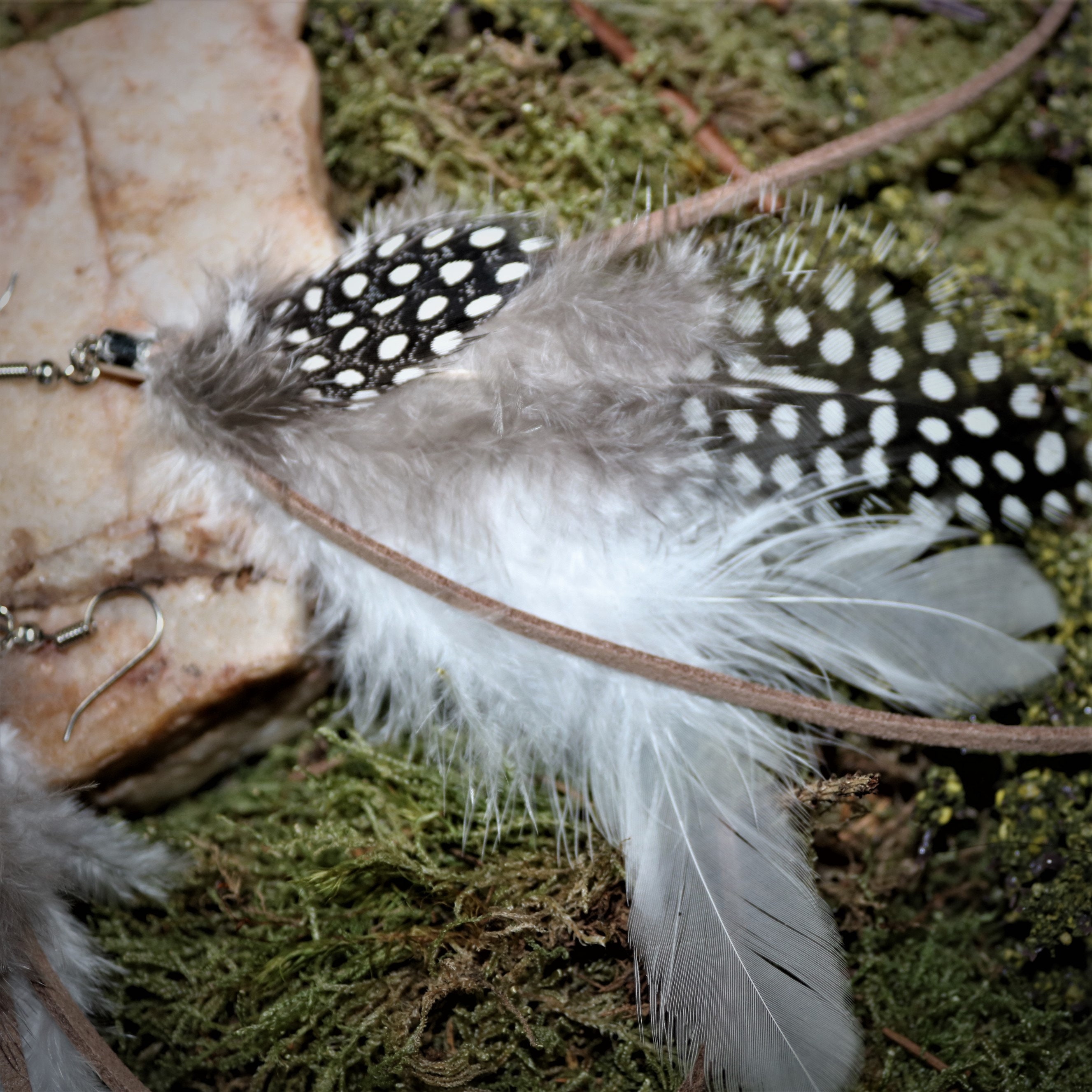 Natural Speckled Feather Earrings