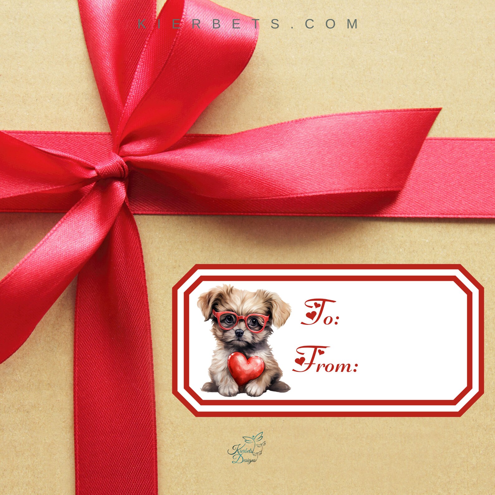Printable Valentine's Day Gift Tag Stickers, Cute Puppy Love and Hearts ...