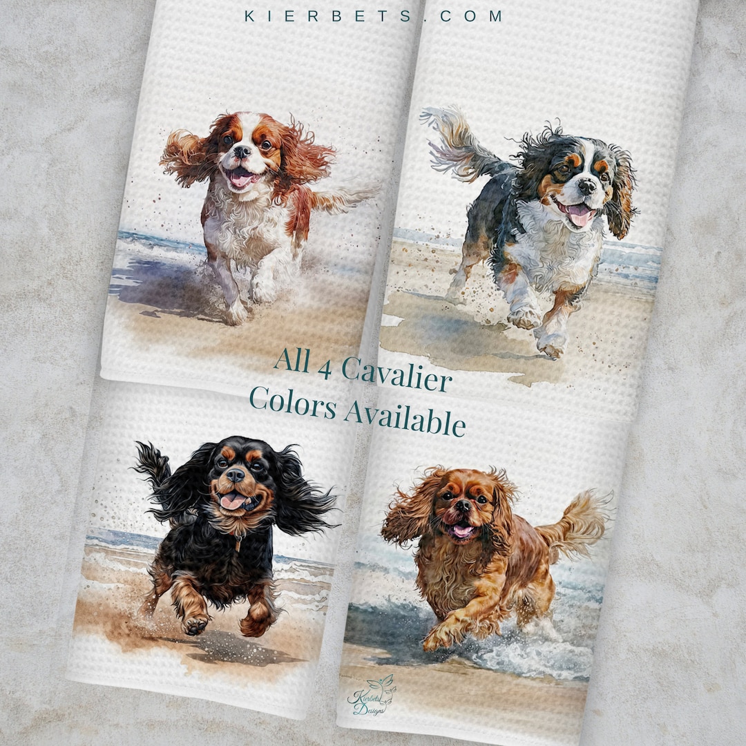 Cavalier King Charles Spaniel Kitchen Towel and Dish Cloth Set or ...