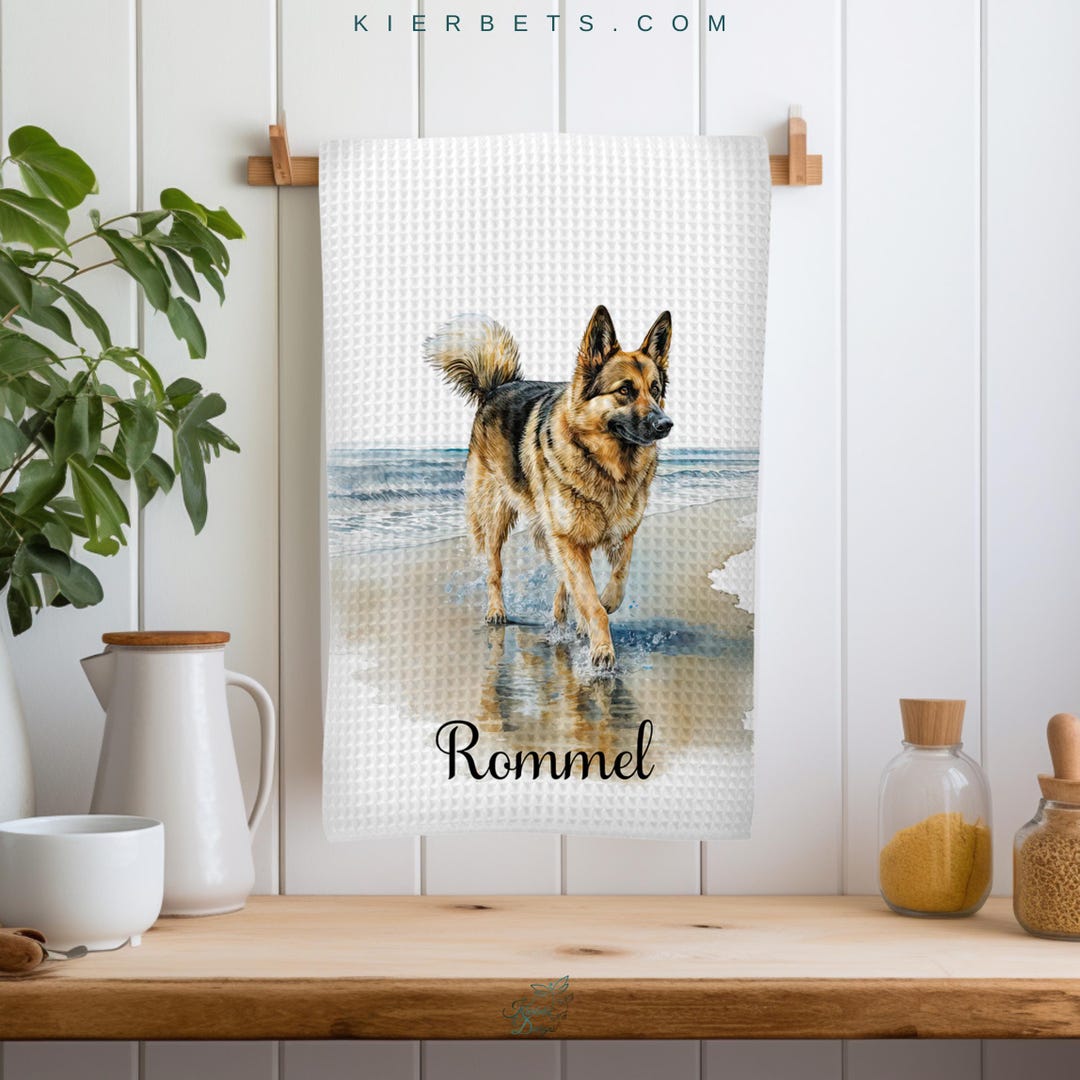 German Shepherd Kitchen Towel Set: Beach Dog Lover Decor - Etsy