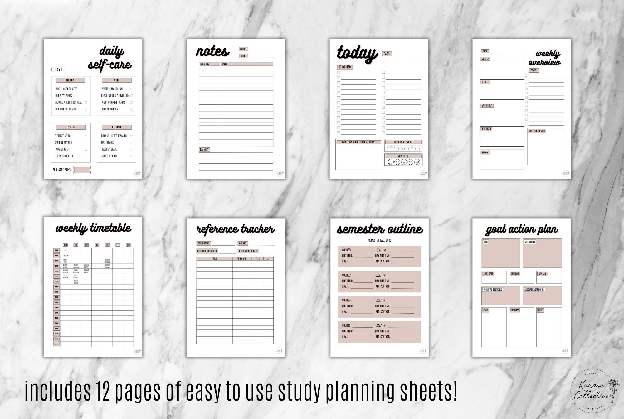 Digital & Printable Student Planner Study Planning Templates Simple ...