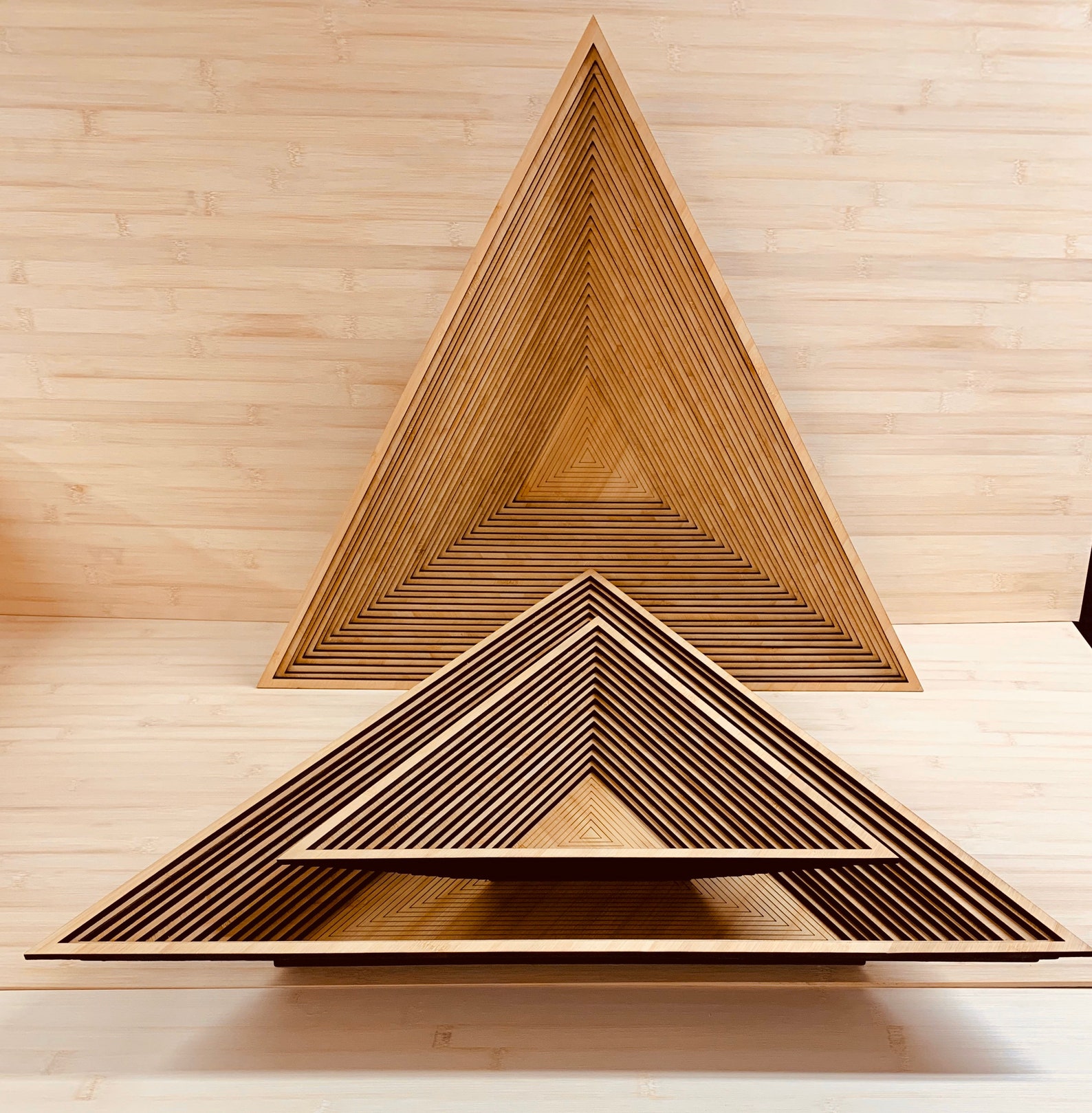 Bamboo Bowls and Tray Triangle Shape - Etsy