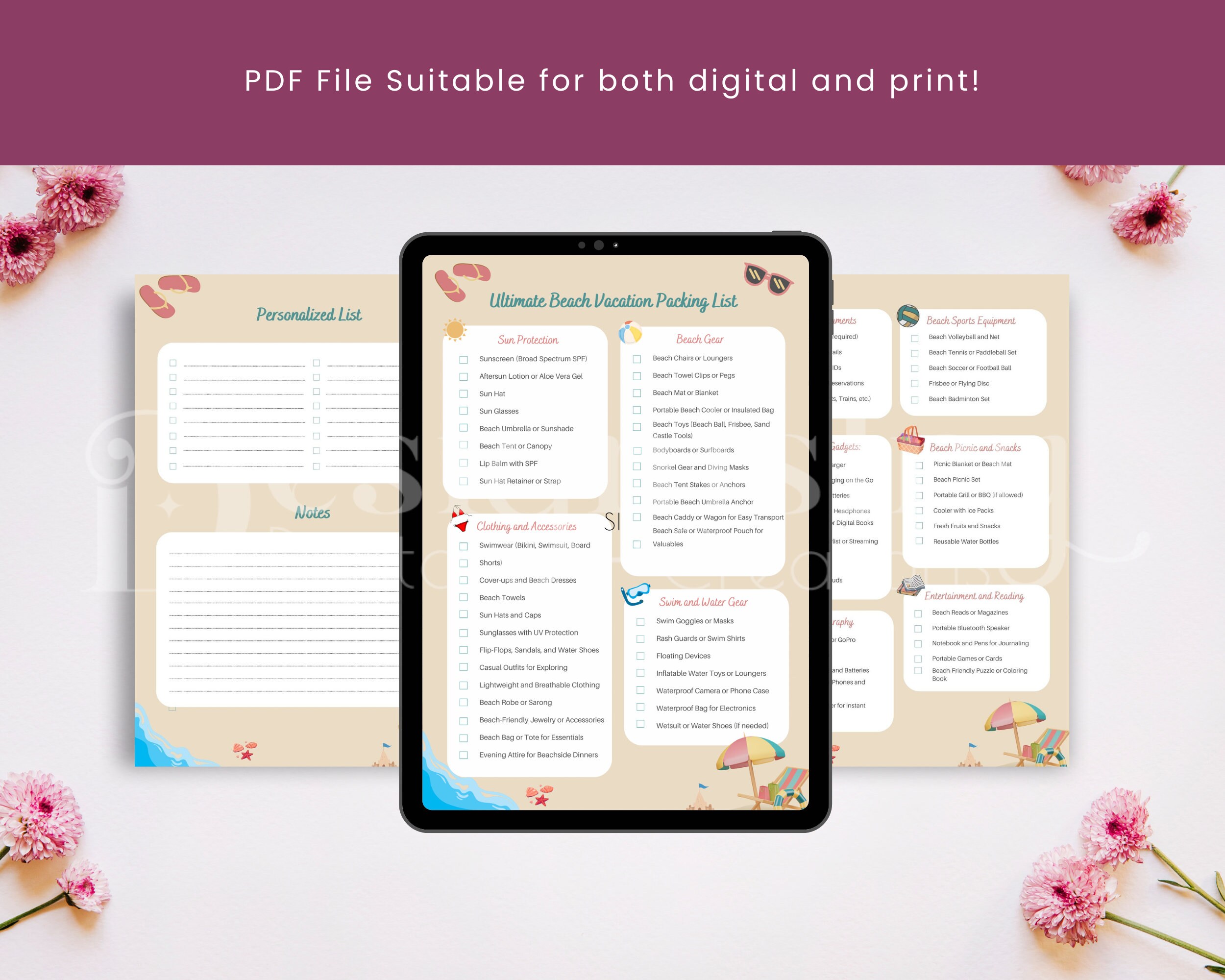 Ultimate BEACH Vacation PACKING LIST Digital Download /digital Download ...