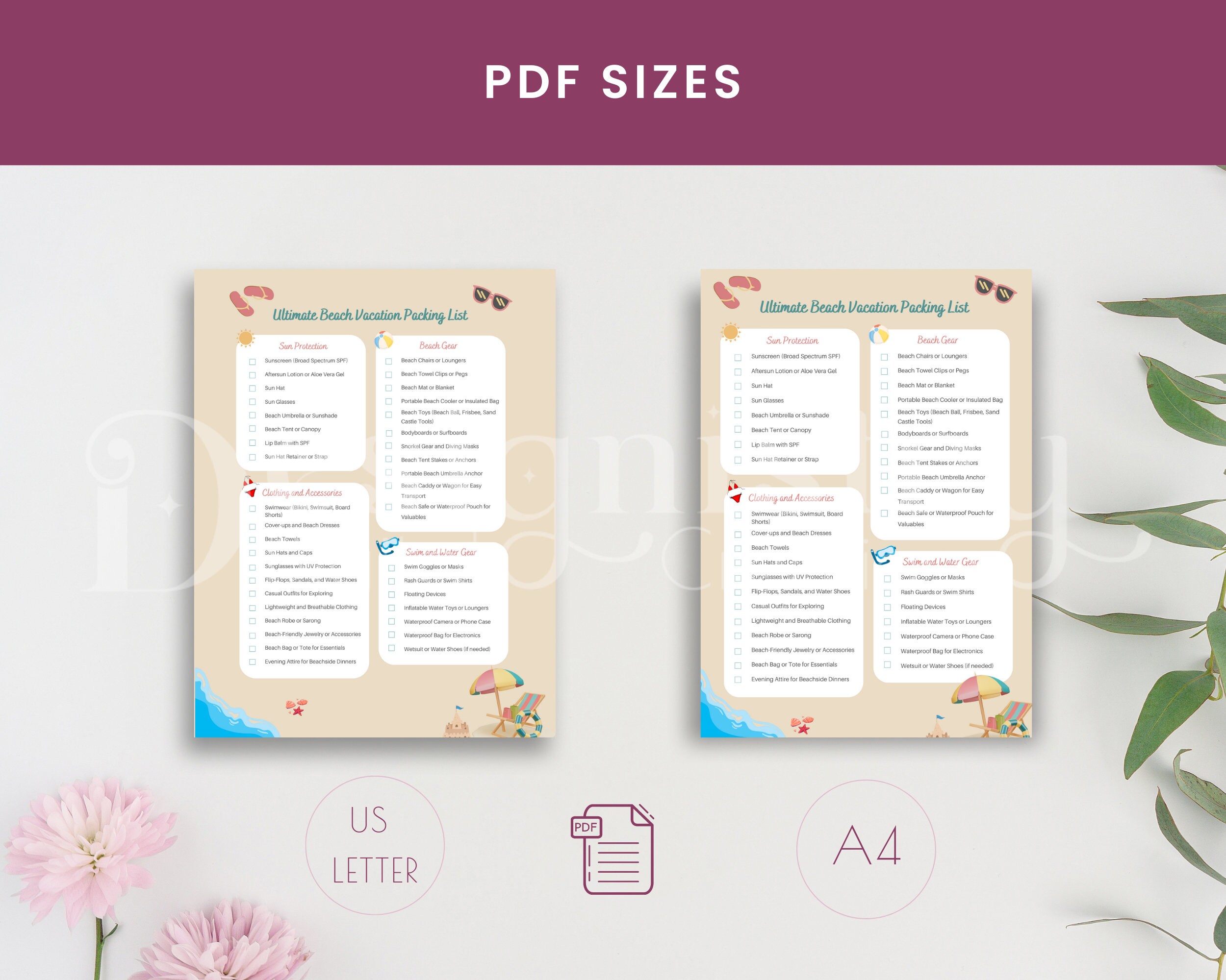 Ultimate BEACH Vacation PACKING LIST Digital Download /digital Download ...