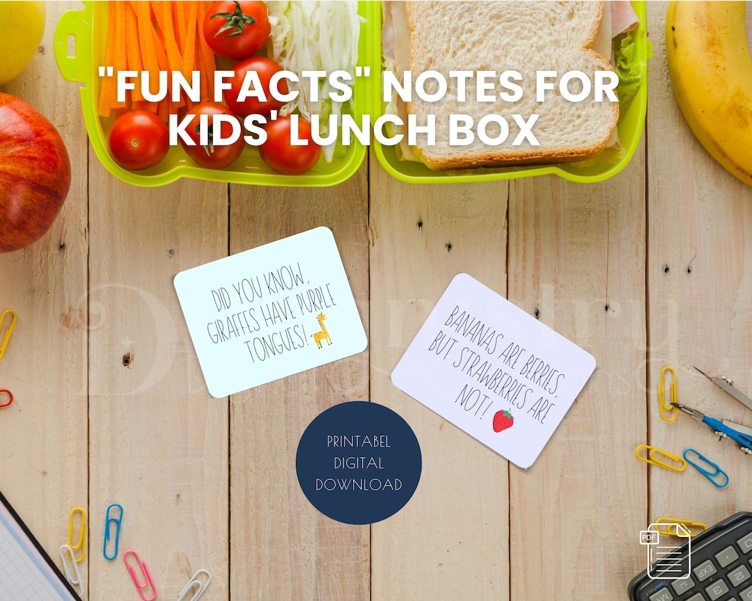 Fun Facts for Kids' Lunch Box Notes PRINTABLE DIGITAL DOWNLOAD ...