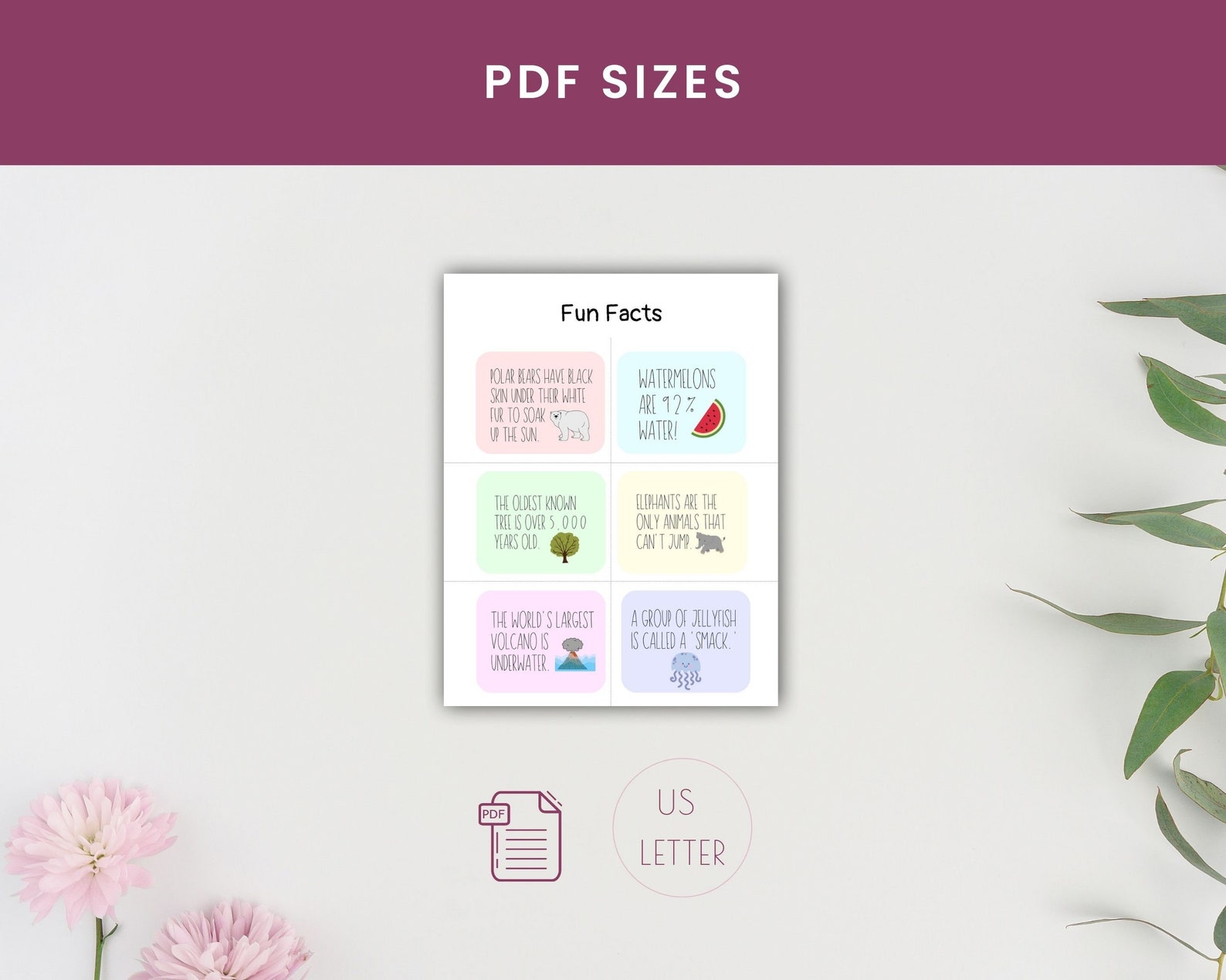 Fun Facts for Kids' Lunch Box Notes PRINTABLE DIGITAL DOWNLOAD ...